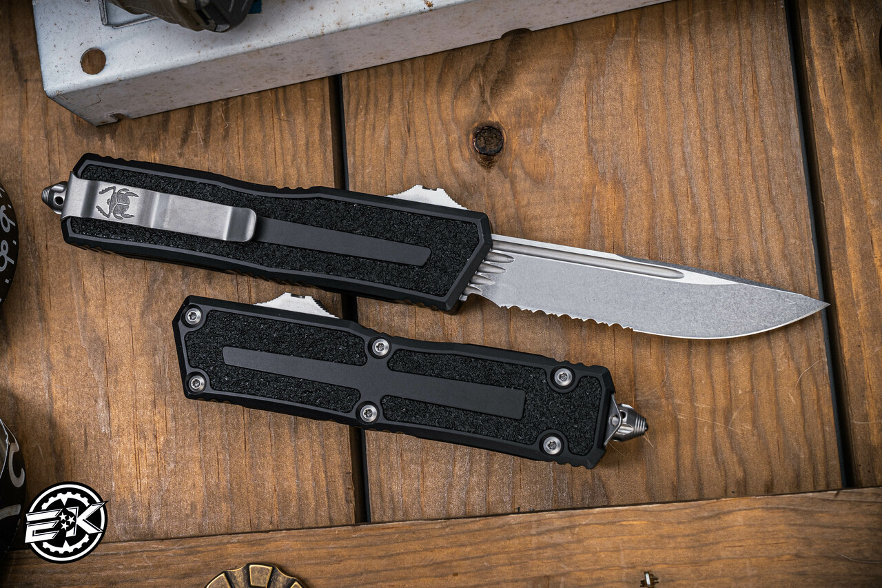 Microtech Scarab II OTF Automatic Knife Gen III 4" Drop Point Stonewash ...
