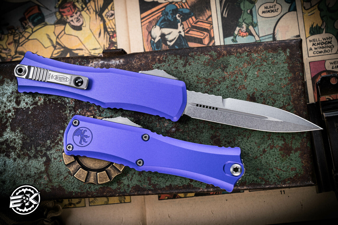 Microtech Hera Ii Mini Otf Automatic Knife Purple 3 Bayonet Stonewash