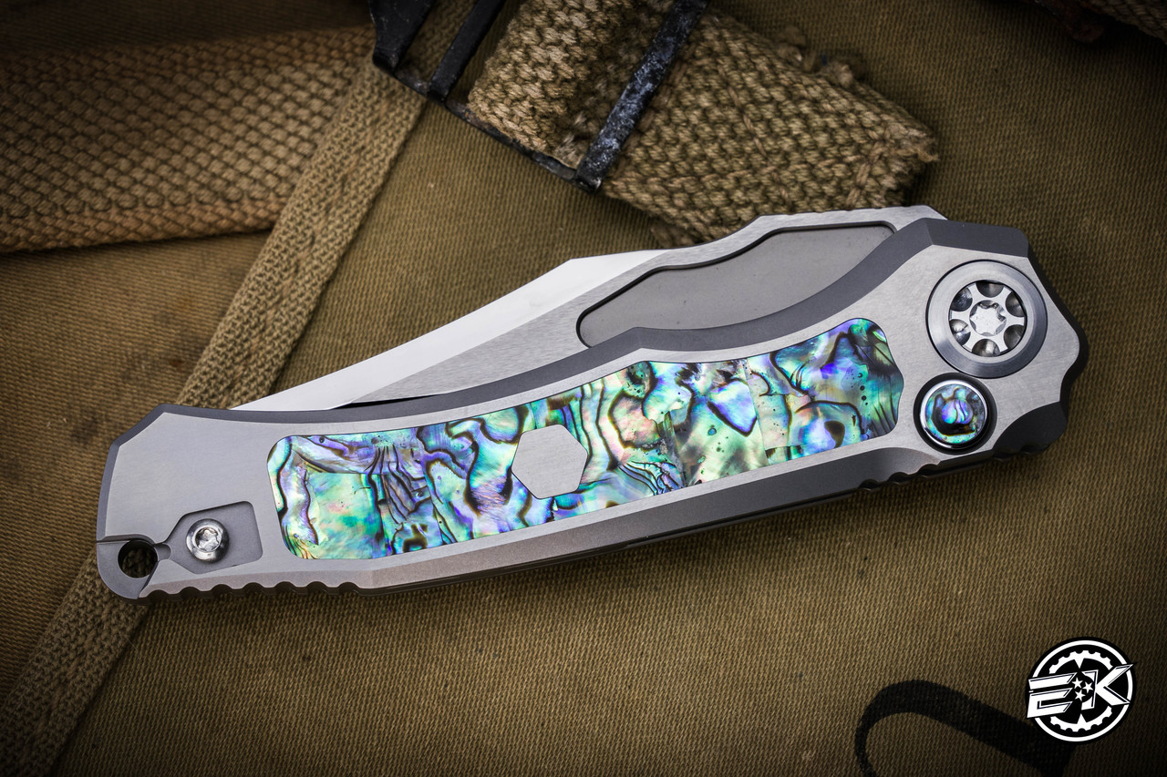 Heretic Knives Custom Wraith Auto V4 Titanium Abalone Inlays 36