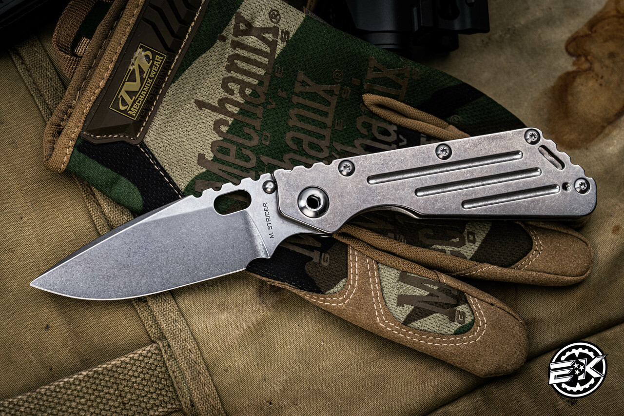 Strider Knives SMF Titanium Folding Knife Milled 4" MagnaCut Stonewash