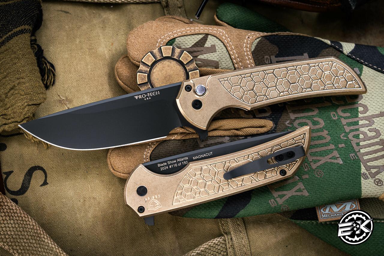 Protech Mordax Manual Flipper Knife Albronze Gridlock 375 Magnacut