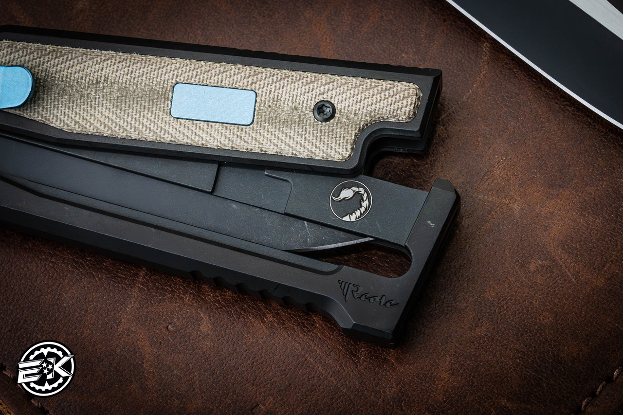 Reate EXO Gravity Knife PVD Titanium/Twill Green Micarta 3.75" Tanto ...