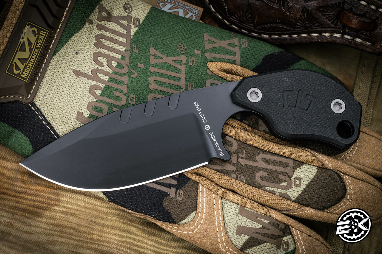 Blackside Customs/Strider Knives SLCC Fixed Blade Knife Black G10 3.75 ...