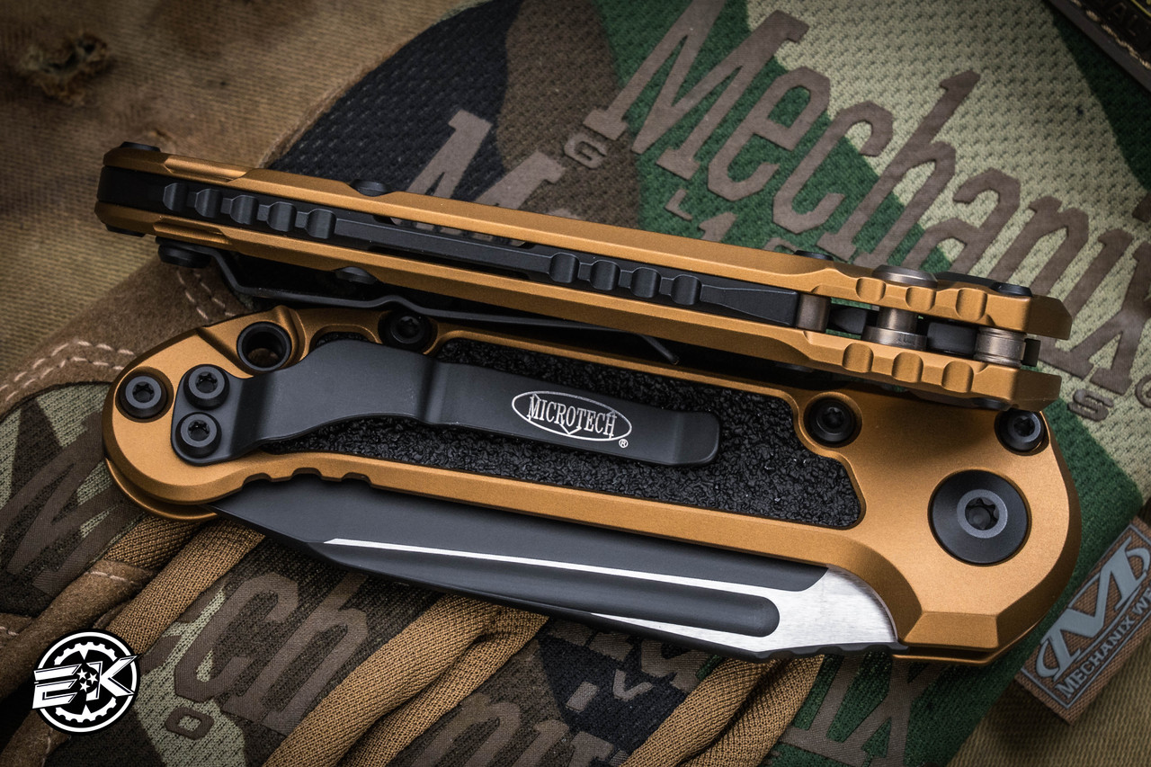 Microtech Ludt Gen Iii Automatic Folding Knife Tan Aluminum 34 Tanto