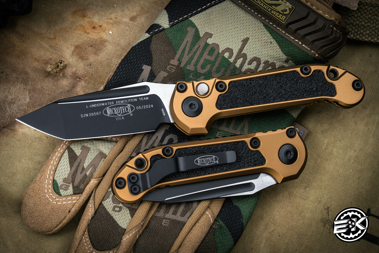 Microtech Ludt Gen Iii Automatic Folding Knife Tan Aluminum 34 M390