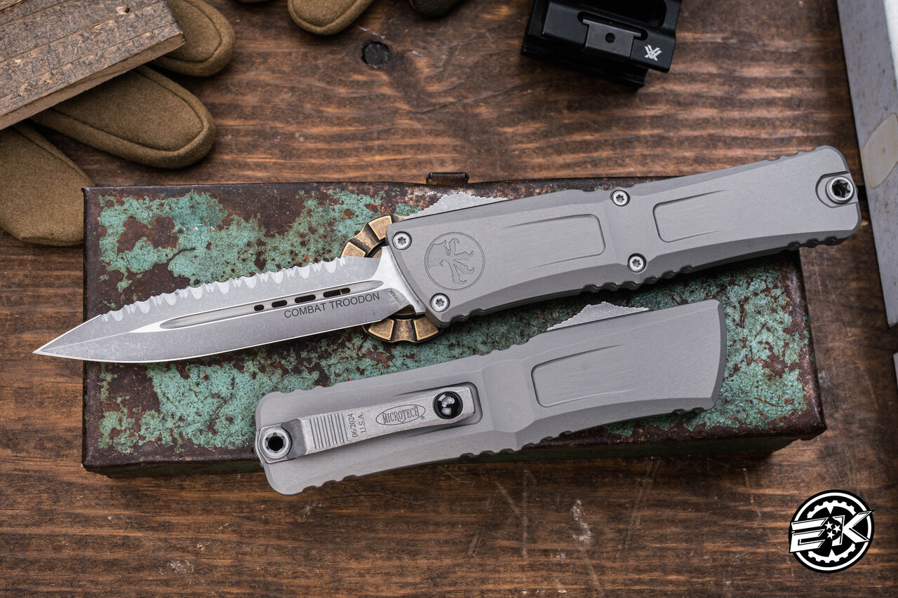 Microtech Combat Troodon Gen Iii Otf Automatic Knife Natural Gray 38