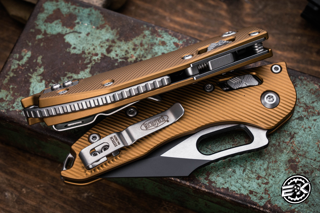 Microtechborka Blades Stitch Ram Lok Manual Folder Tan Fluted Aluminum