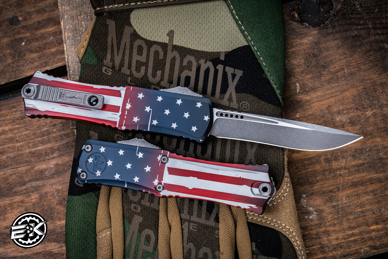 Microtech Hera II Mini OTF Knife American Flag 3" Recurve Apocalyptic ...