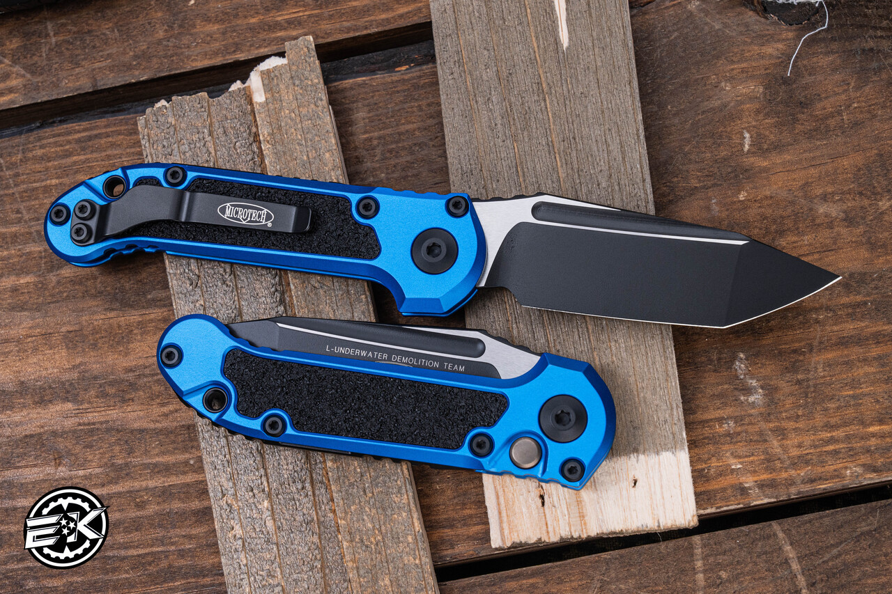 Microtech Ludt Gen Iii Automatic Folding Knife Blue Aluminum 34 Tanto
