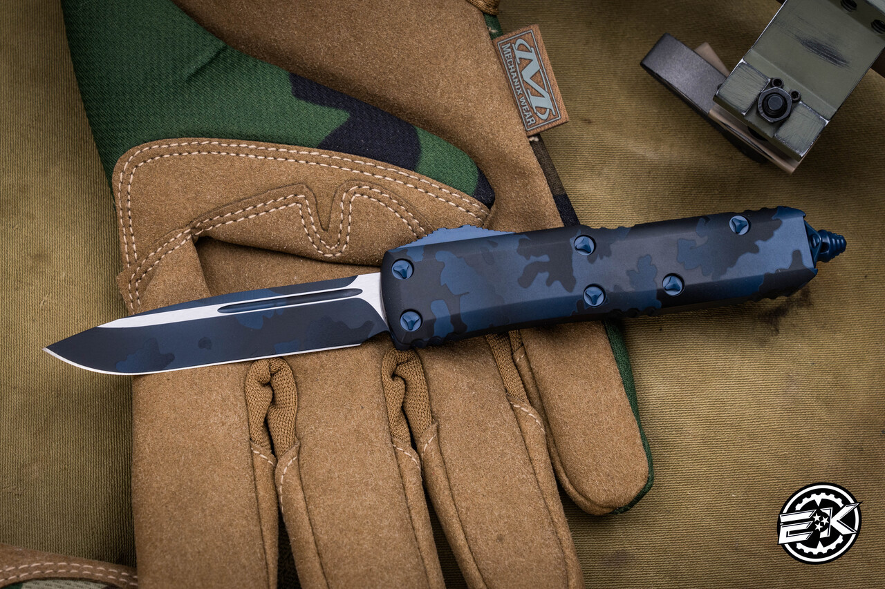 #2 Microtech UTX-85 Navy Camo OTF Automatic Knife 3" Black Drop Point ...
