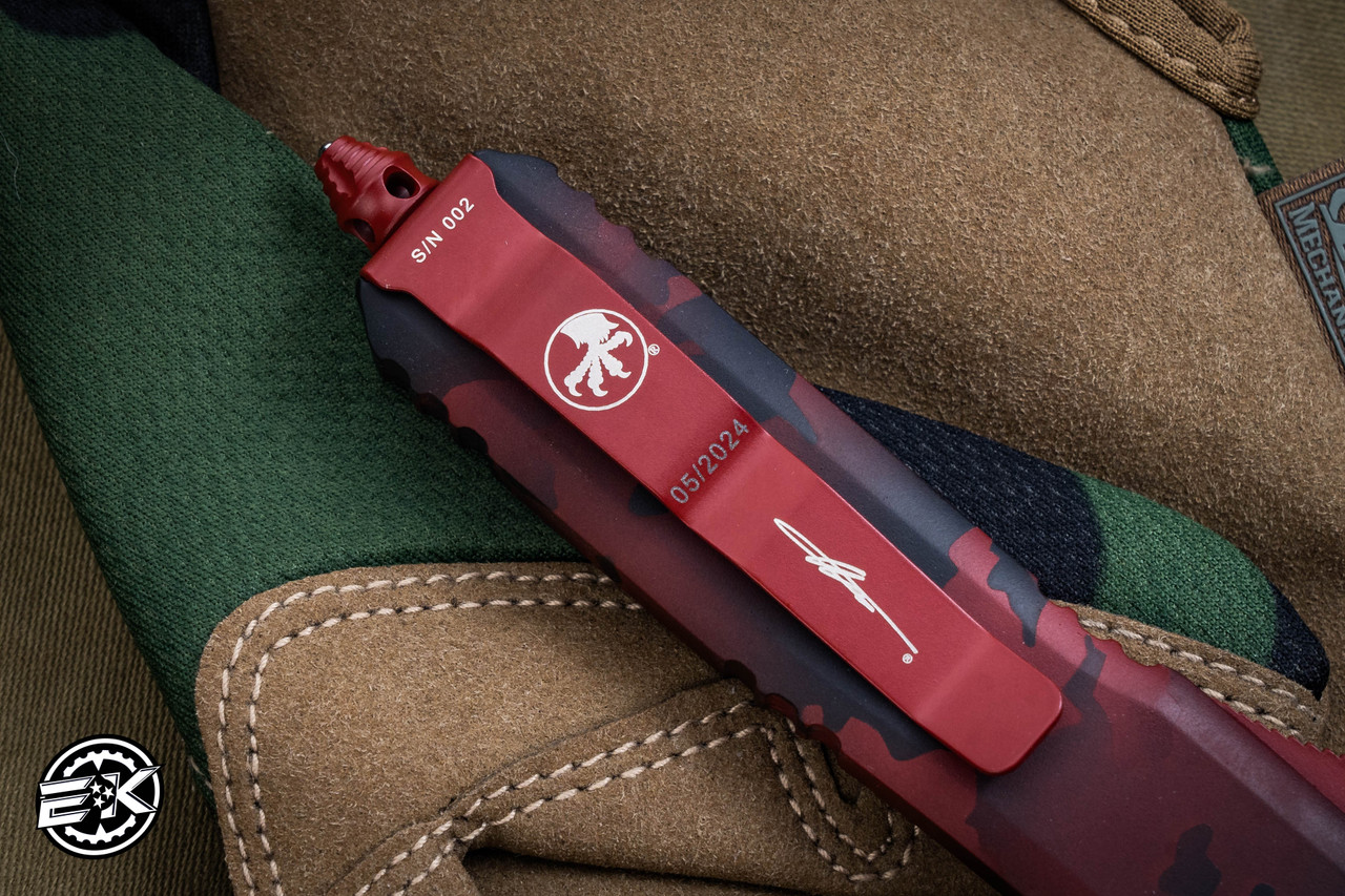 #2 Microtech Ultratech Red Camo Cerakote OTF Automatic Knife 3.4" Tanto ...