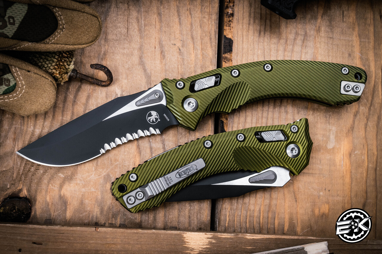Microtech Amphibian Ram Lok Folding Knife Fluted Aluminum Od Green 39