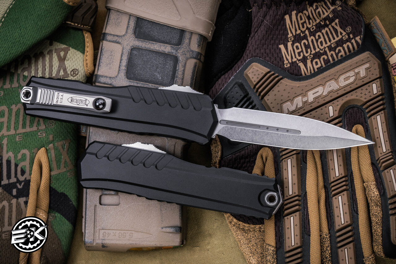 Microtech Cypher II OTF Automatic Knife Black Aluminum 3.5" Dagger ...