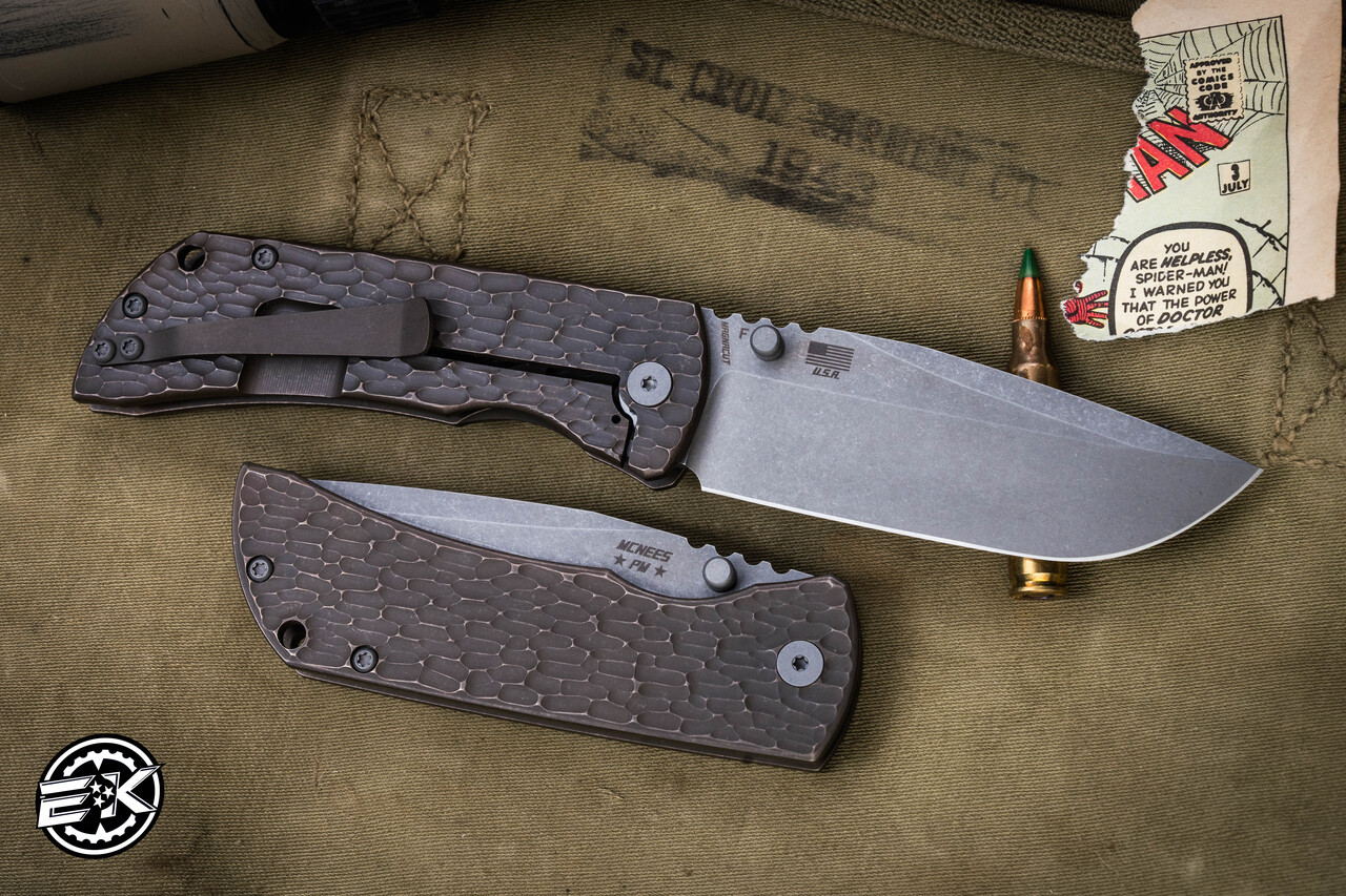 McNees Knives MAC 2 GEN 2 Folding Knife Atomic Bronze Jigged Titanium 3 ...