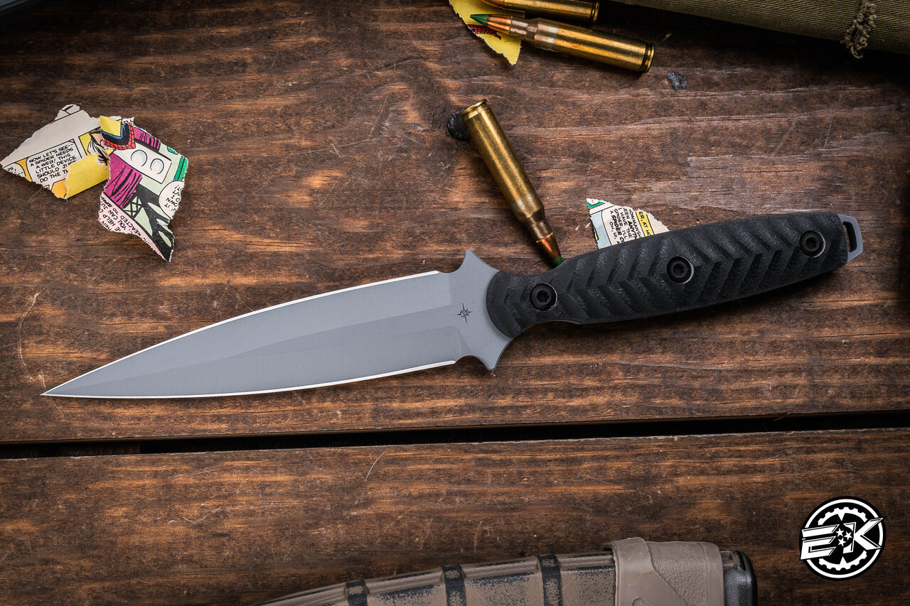 Toor Knives Specter Phantom Grey Fixed Blade Knife Black G10 4.75" Dagger