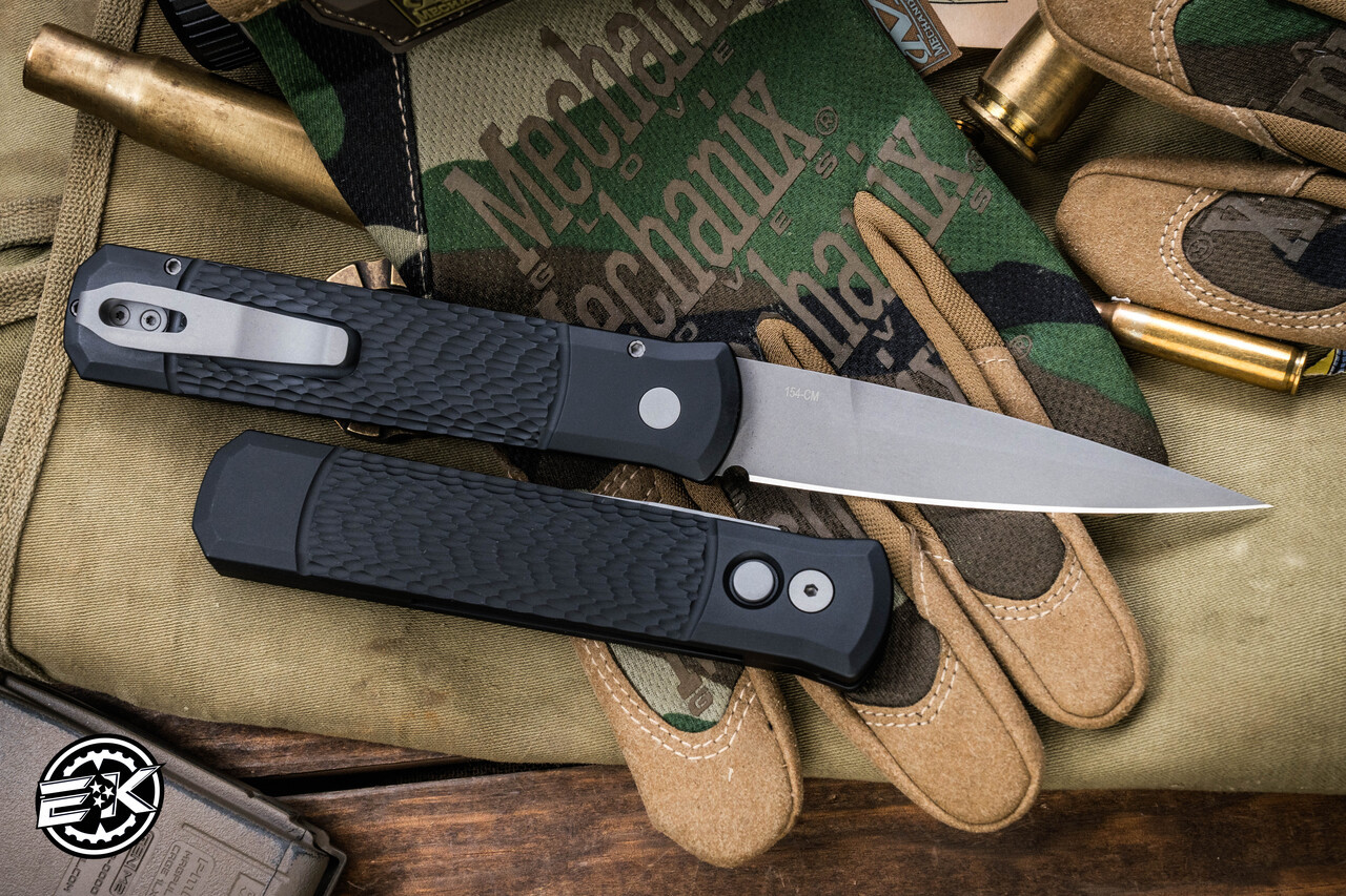 Protech Godfather Automatic Folding Knife Black Jigged 4 Bayonet