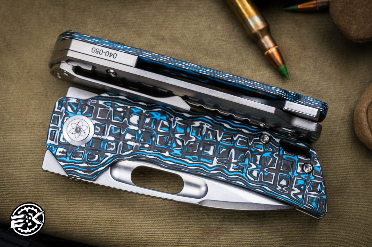 EMP EDC Nymble Folding Knife Blue Camo Carbon Fiber Titanium 3" Elmax ...
