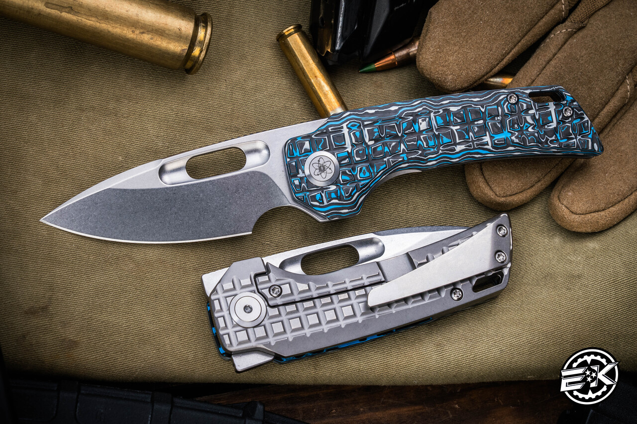 EMP EDC Nymble Folding Knife Blue Camo Carbon Fiber Titanium 3" Elmax ...