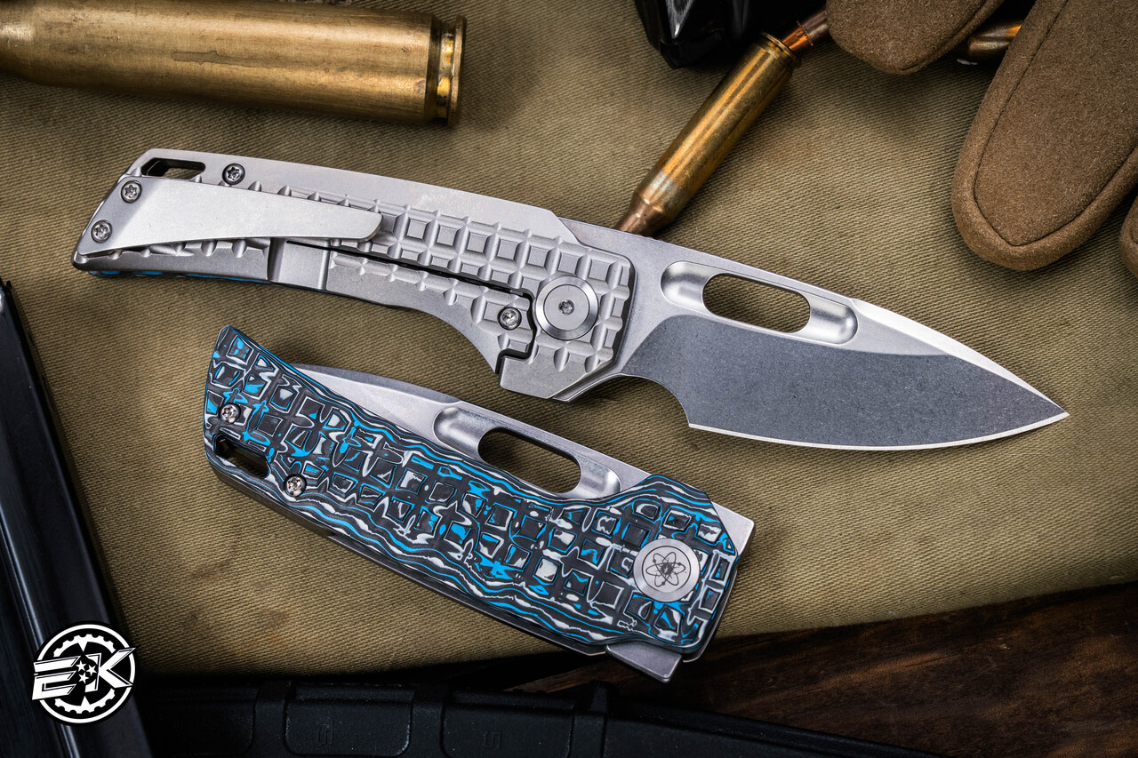 EMP EDC Nymble Folding Knife Blue Camo Carbon Fiber Titanium 3" Elmax ...