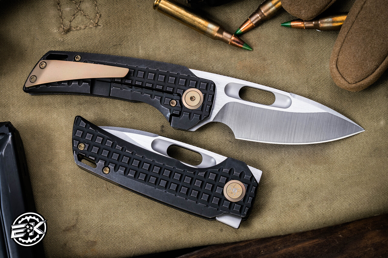 EMP EDC Nymble Folding Knife Blackwashed Frag Titanium Framelock Bronze ...
