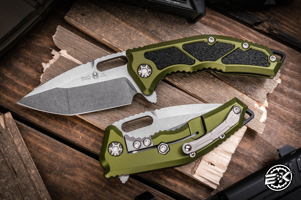 Heretic Knives Medusa Green Manual Folding Knife 325 Magnacut