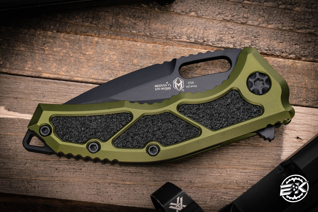 Heretic Knives Medusa Green Manual Folding Knife 325 Magnacut Black
