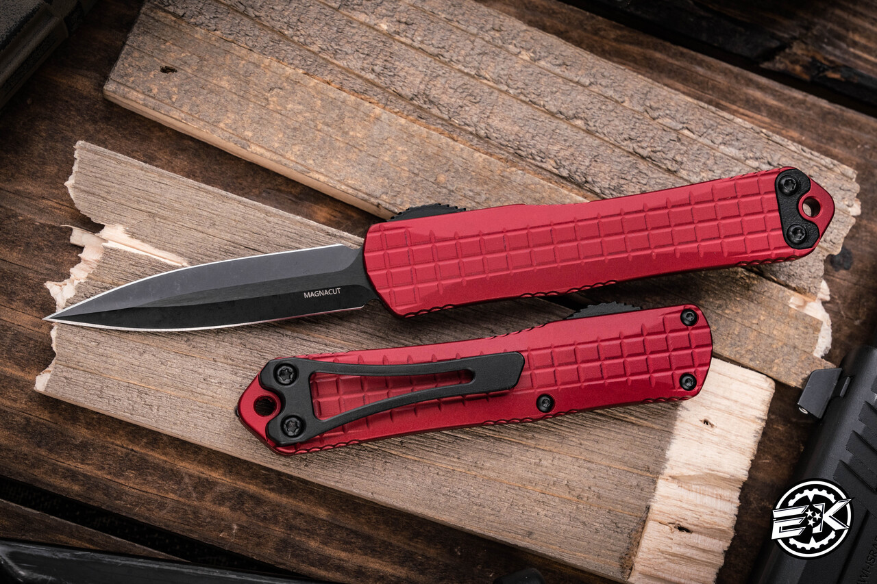 Heretic Knives Manticore S Blue Grenade Grip OTF Knife 2.6" Black H024-6A-RED