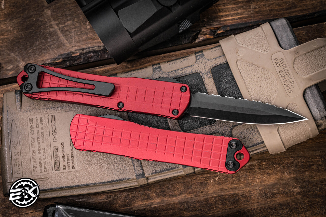 Heretic Knives Manticore S Blue Grenade Grip Otf Knife 26 Black H024f