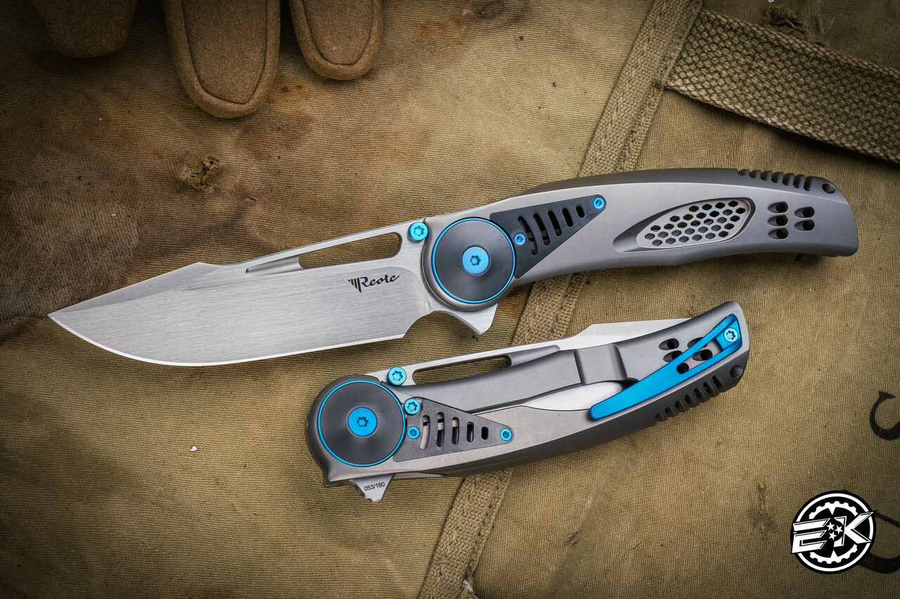 Preowned-Reate Knives GTR Titanium Integral Zirconium Inlay Blue ...