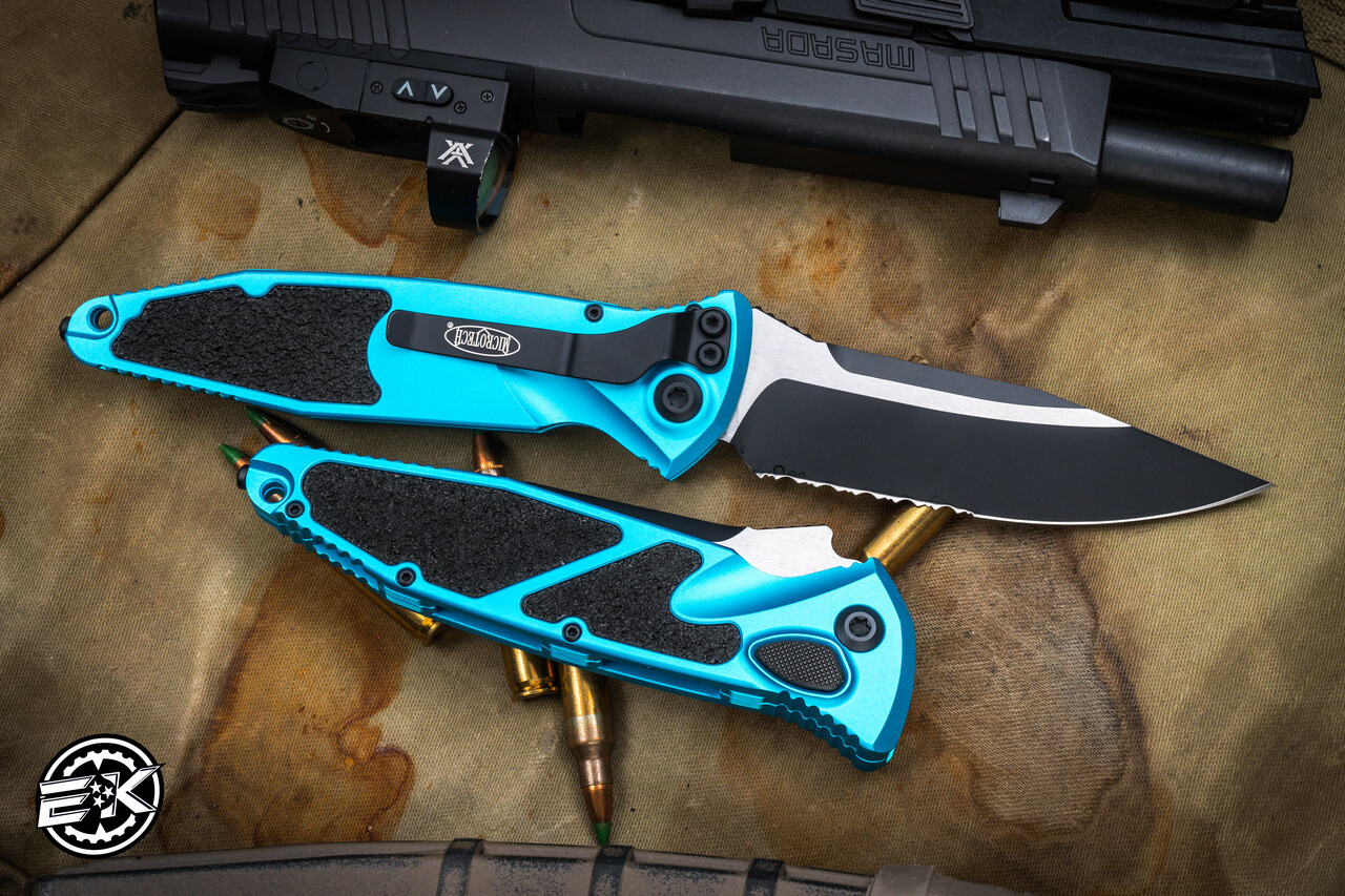 Microtech Socom Elite Automatic Folding Knife Turquoise 4 Clip Point
