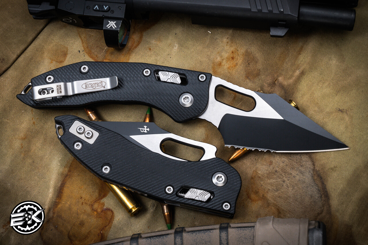 Microtechborka Blades Stitch Ram Lok Manual Folder Black Fluted G10 3