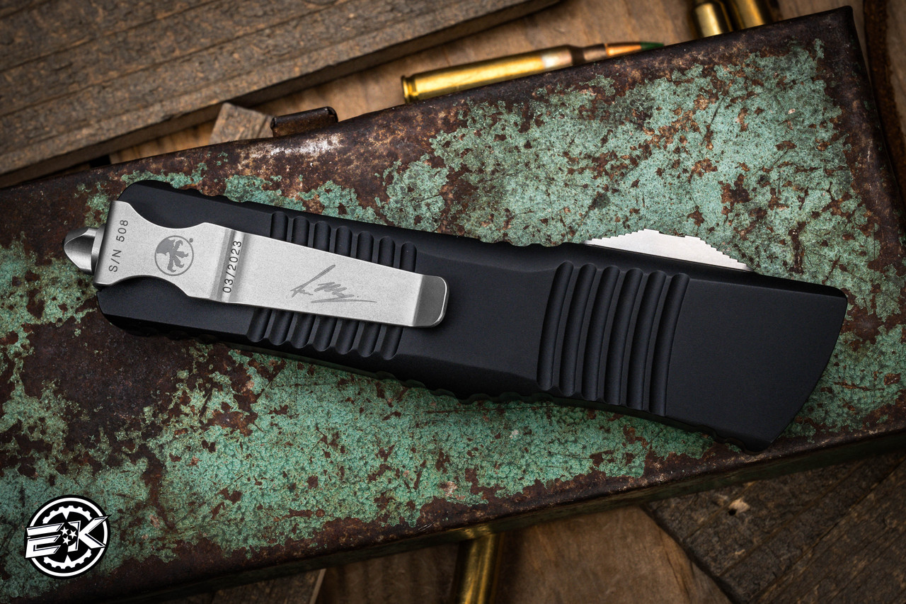 Preowned Microtech Combat Troodon Hellhound Otf Automatic Knife 38
