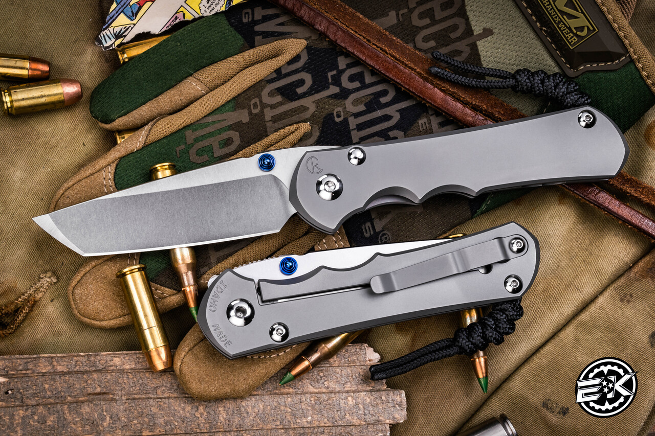 Chris Reeve Knives Large Inkosi Folding Knife Titanium Glass Blasted 3. ...