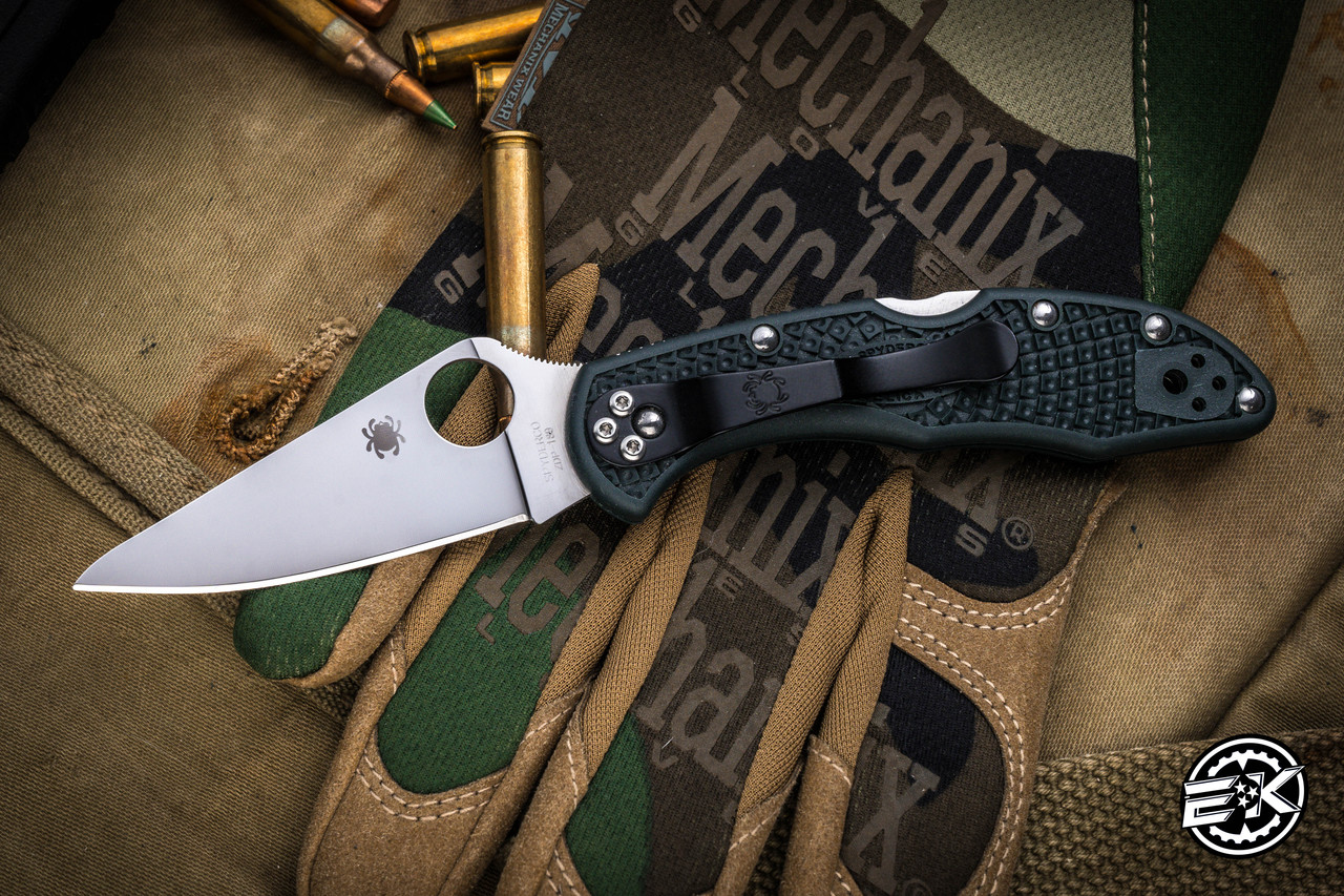 PREOWNED-Spyderco Delica 4 Knife Green FRN 2.9" Satin C11PGRE