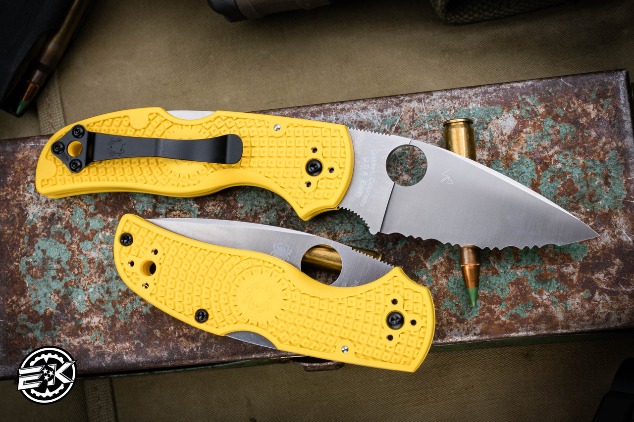 Spyderco Native 5 Salt Yellow Lightweight Lockback 3" MagnaCut Satin ...