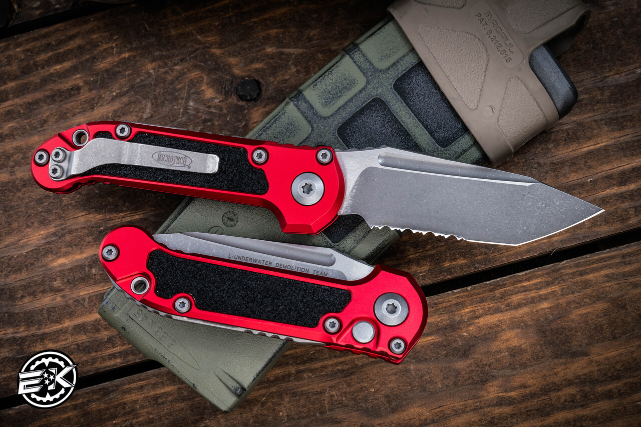 Microtech Ludt Automatic Folding Knife Red Aluminum 34 Tanto