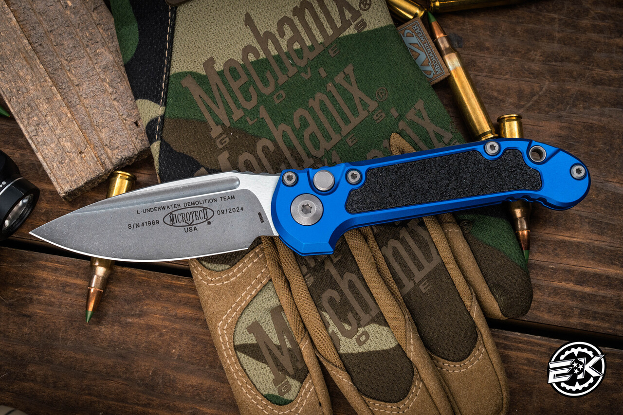 Microtech Ludt Gen Iii Automatic Folding Knife Blue 34 Drop Point