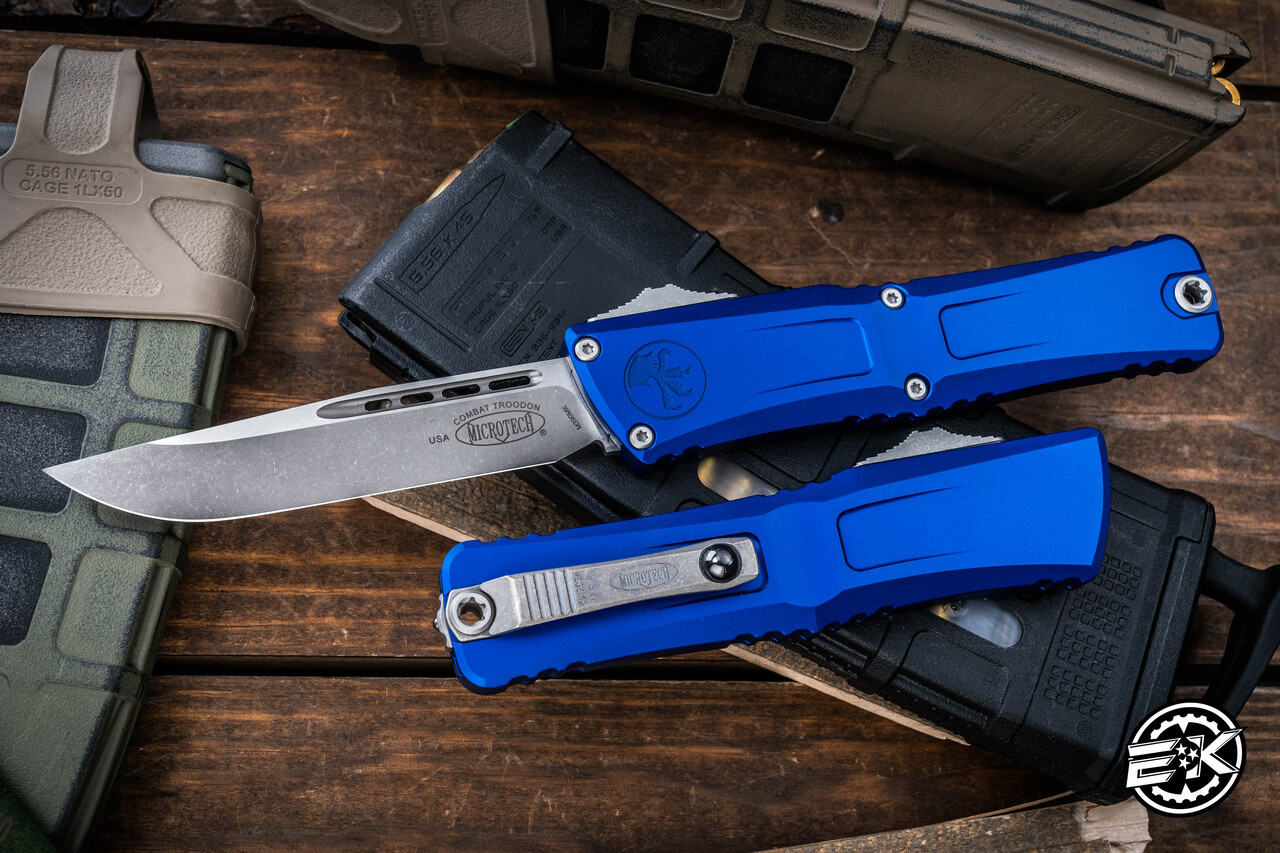 Microtech Combat Troodon Gen III OTF Automatic Knife Navy 4" M390 Drop ...