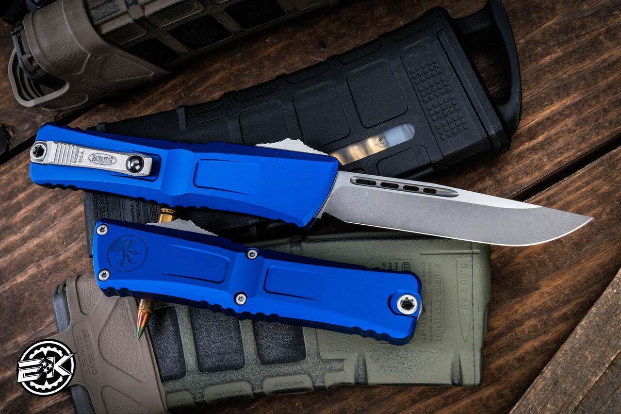 Microtech Combat Troodon Gen III OTF Automatic Knife Navy 4" M390 Drop ...