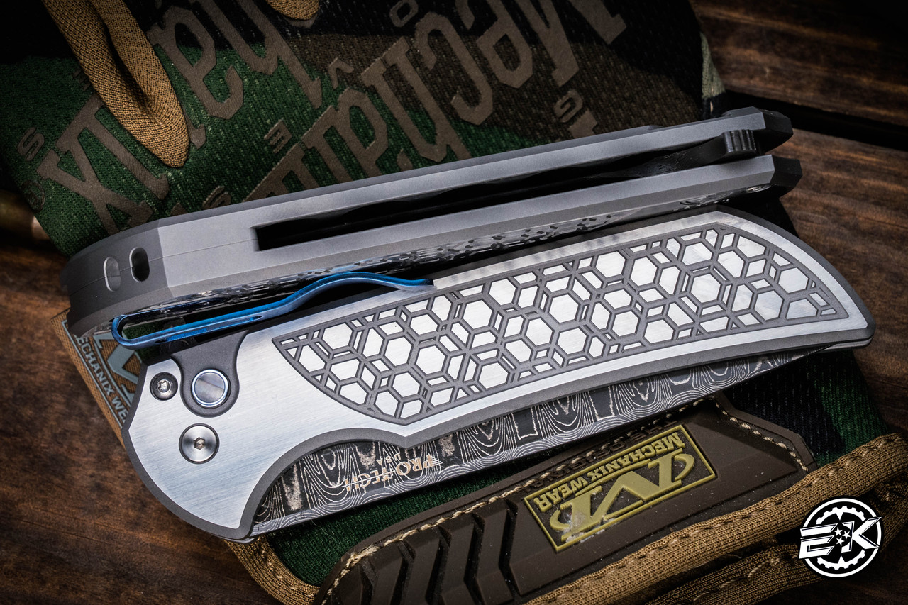 Protech Mordax Custom Manual Flipper Button Lock Knife Stainless Steel
