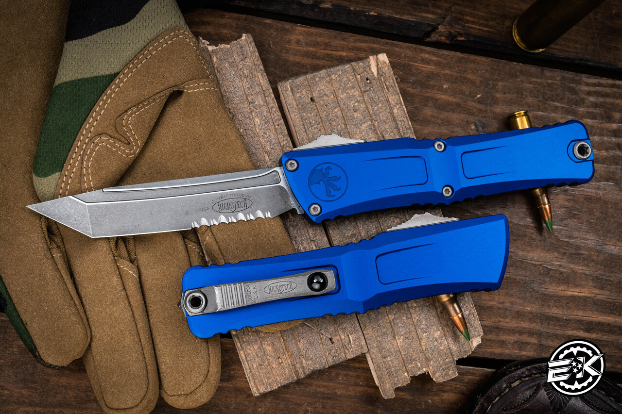 Microtech Combat Troodon Gen III OTF Automatic Knife Navy 4" M390 Tanto ...