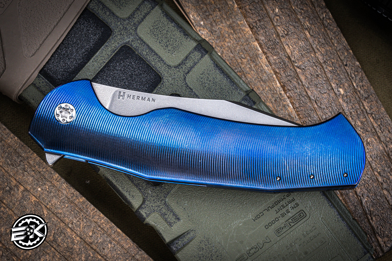 Preowned-(Left Hand) Herman Custom Mantis Blue Titanium Milled 3.75 ...