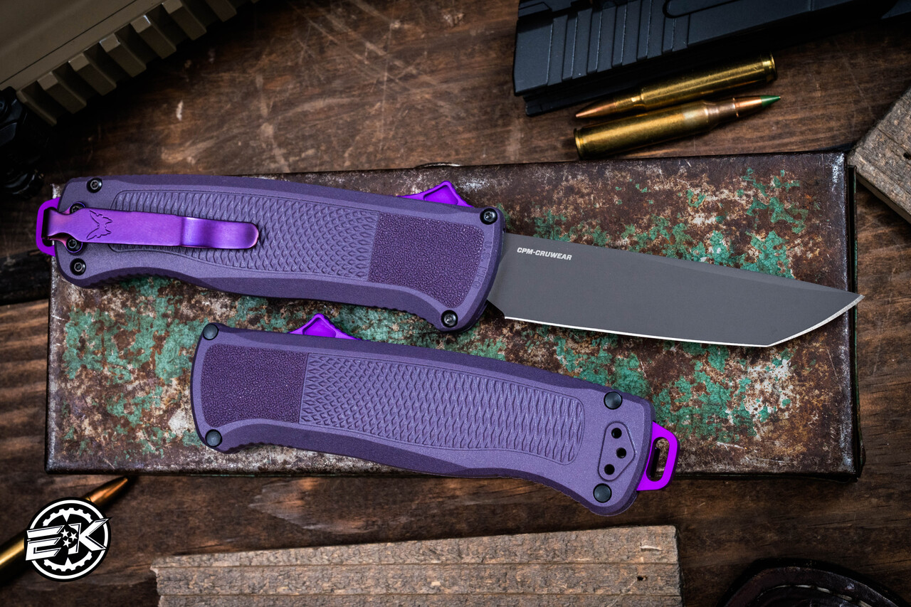 Benchmade Shootout OTF Automatic Knife Dark Purple Grivory 3.5" Tanto ...