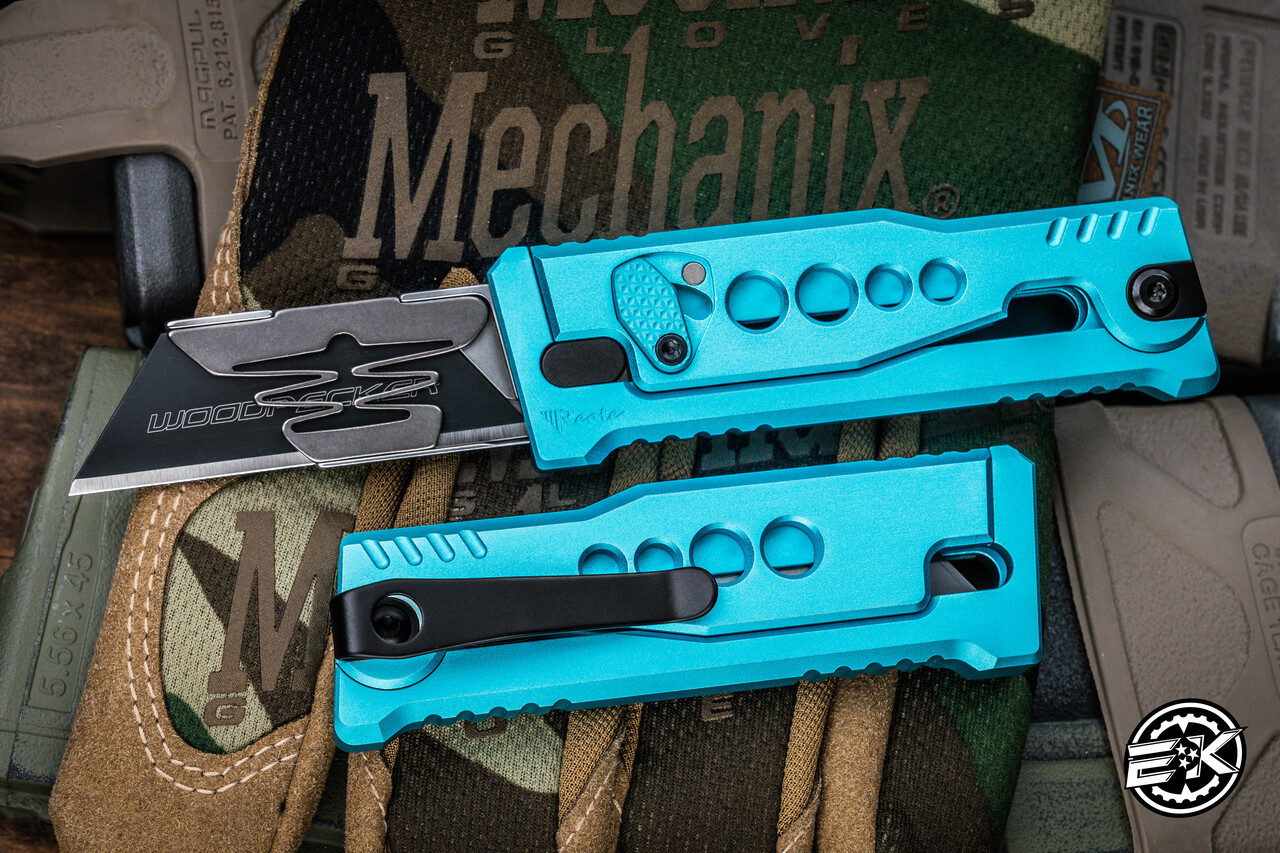 Reate EXO-U V2 OTF Gravity Utility Knife Turquoise Blue Speedhole ...