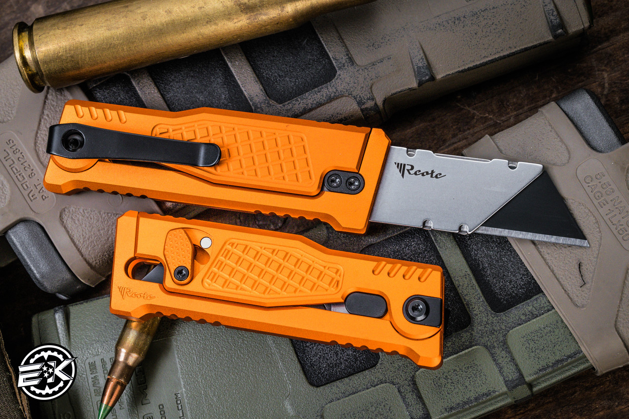 EXO-U V2 OTF Gravity Knife Orange Diamond Aluminum 2.3" Utility Blade