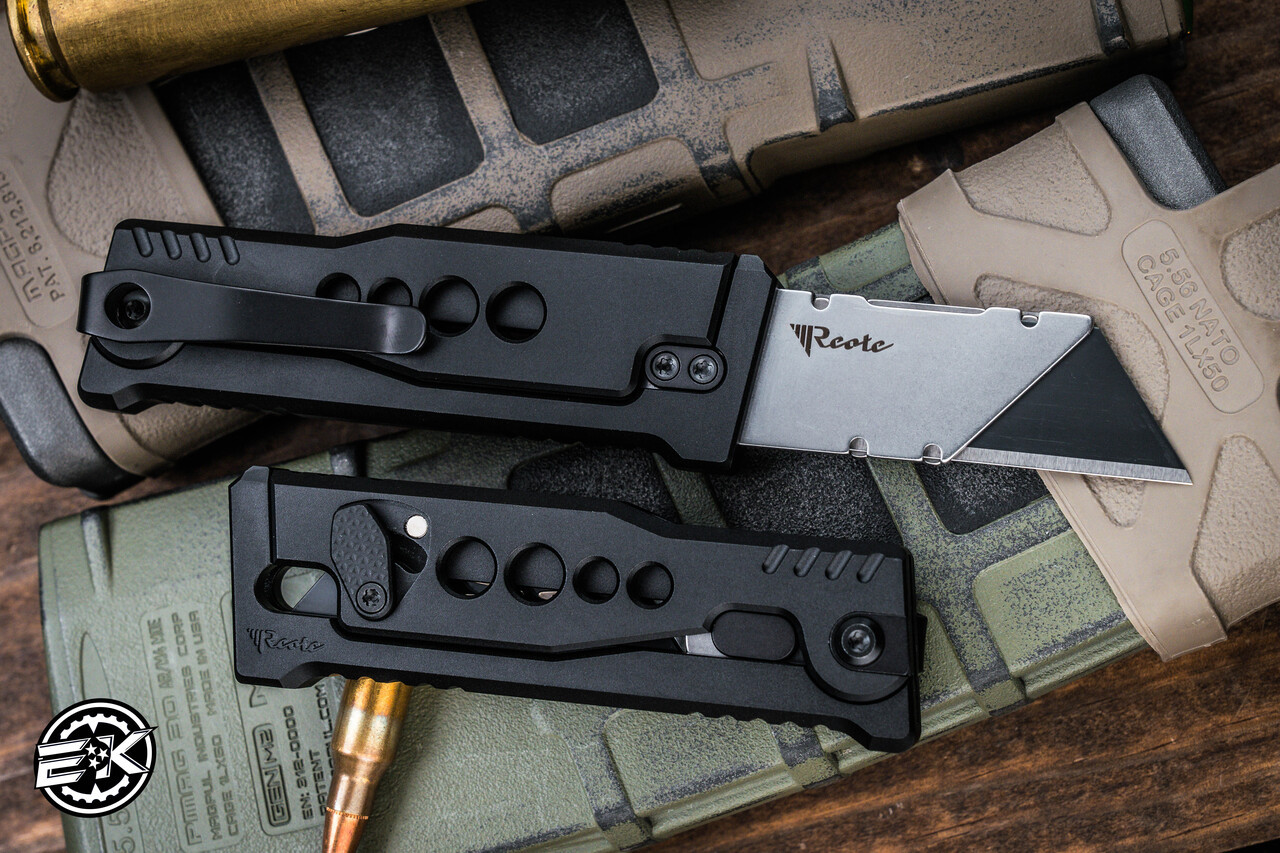EXO-U V2 OTF Gravity Knife Black Speedhole Aluminum 2.3" Utility Blade