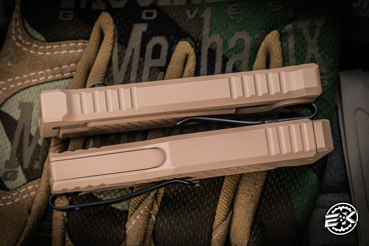 EXO-U V2 OTF Gravity Knife Tan Diamond Aluminum 2.3" Utility Blade