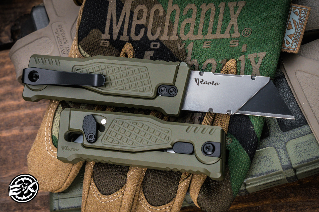 EXO-U V2 OTF Gravity Knife OD Green Diamond Aluminum 2.3" Utility Blade