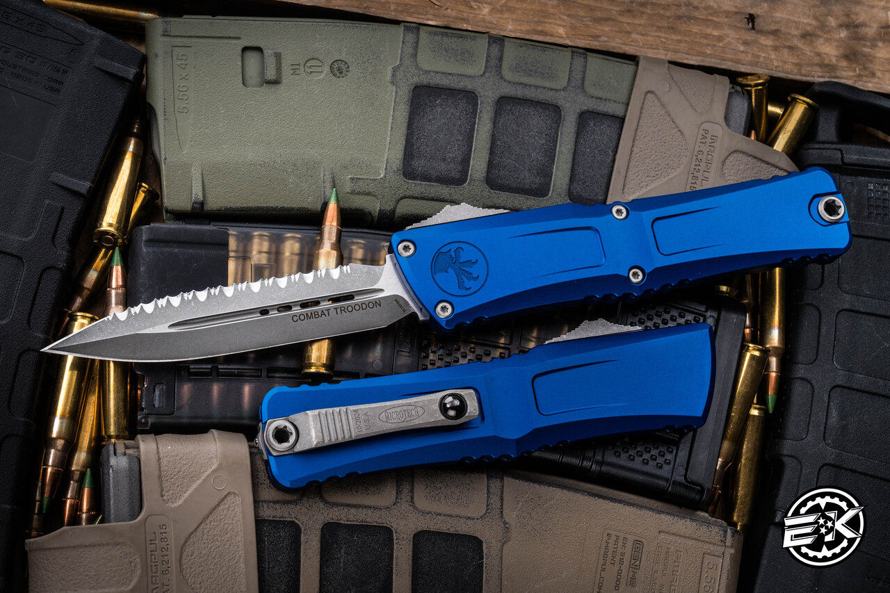 Microtech Combat Troodon Gen III OTF Automatic Knife Navy 3.8" Dagger ...
