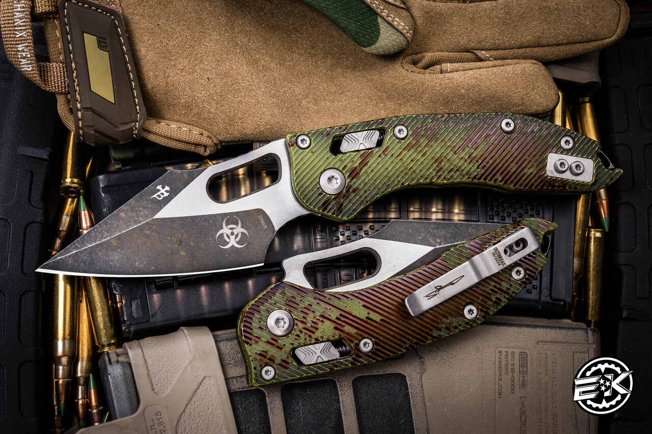 Microtech Stitch Ram-LOK Manual Folder Outbreak Fluted Aluminum 3.75 ...